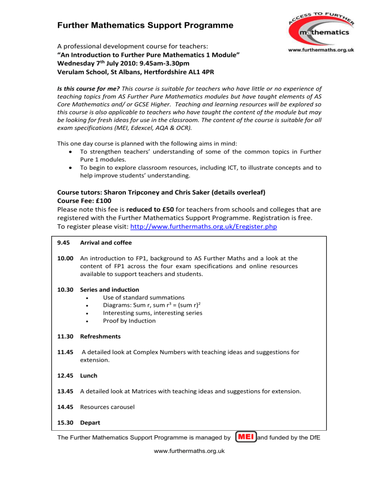 Further Mathematics Support Programme