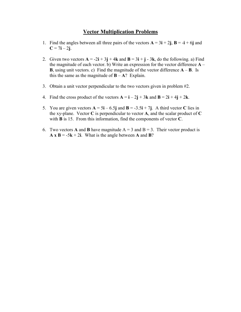 Vector Multiplication Problems
