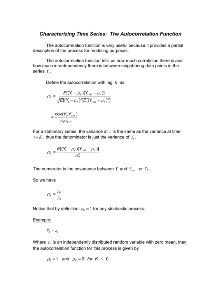 Characterizing Time Series The Autocorrelation Function