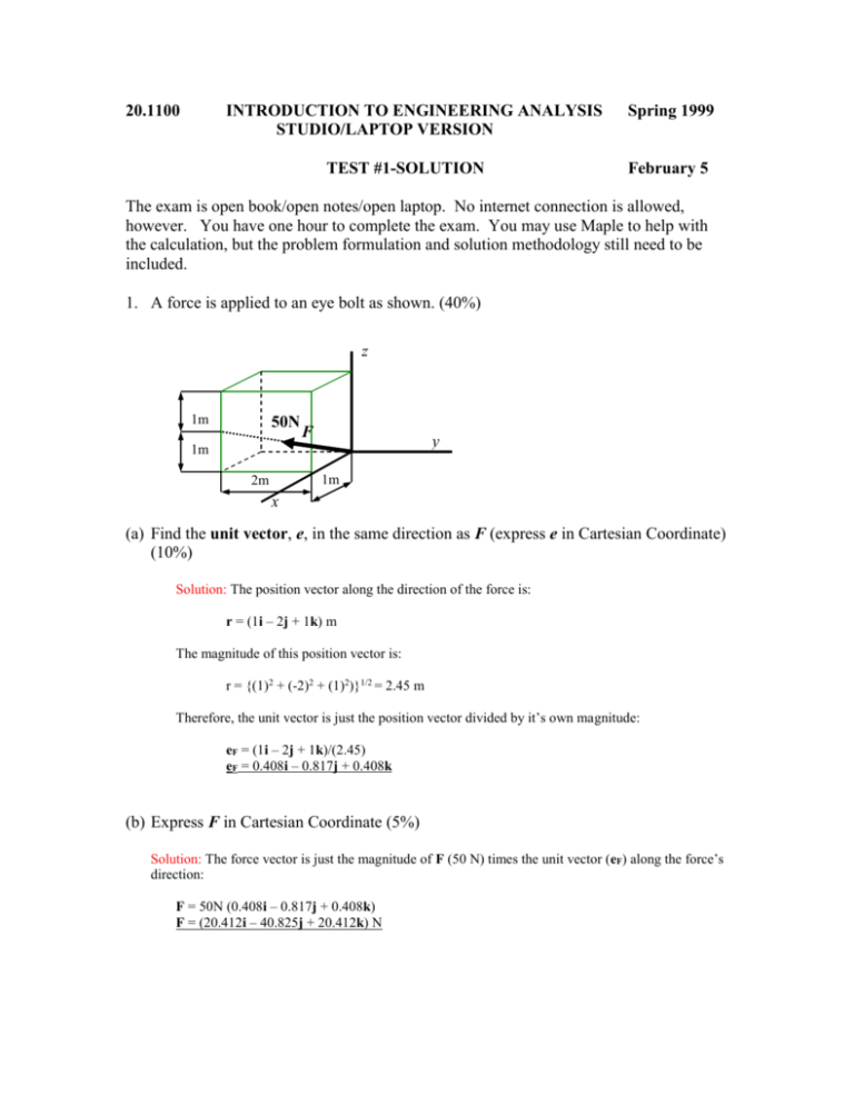TEST 1 SOLUTION February 5