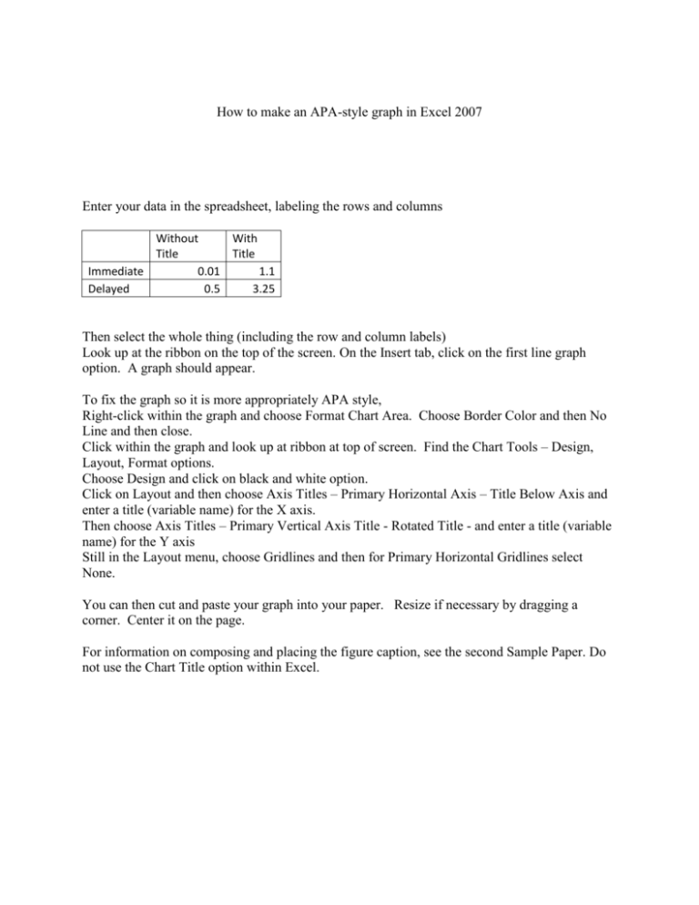 How To Make An APA style Graph In Excel 2007