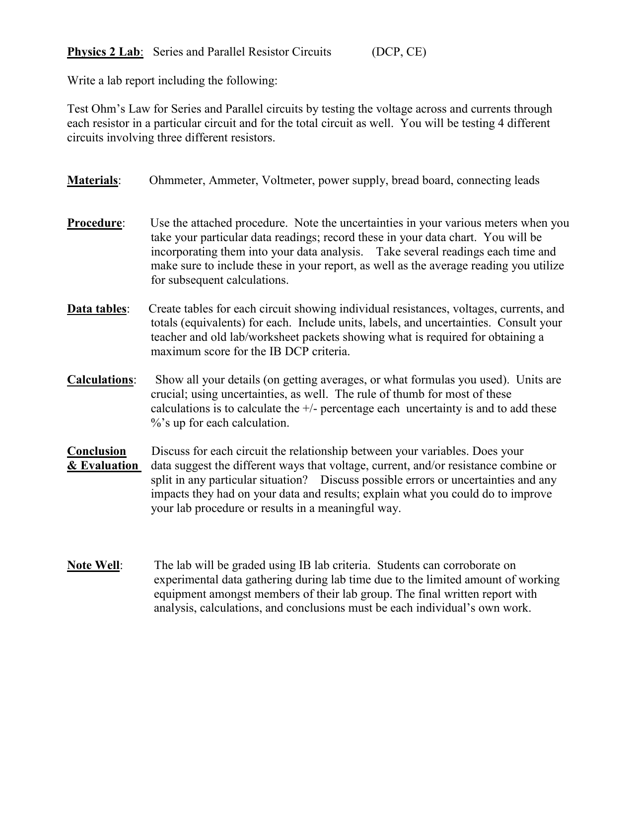 Series And Parallel Circuits Lab Report Wiring Diagram