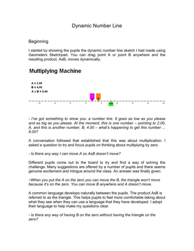 Dynamic Multiplication Number Line