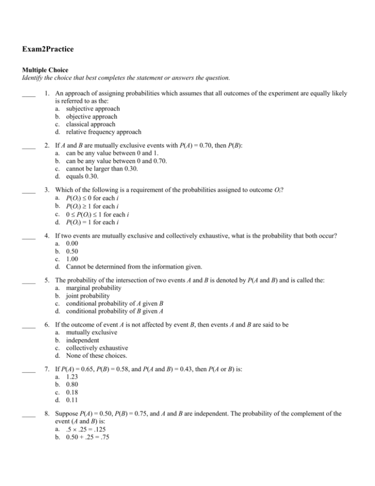 Statistics Exam Practice: Probability & Distributions