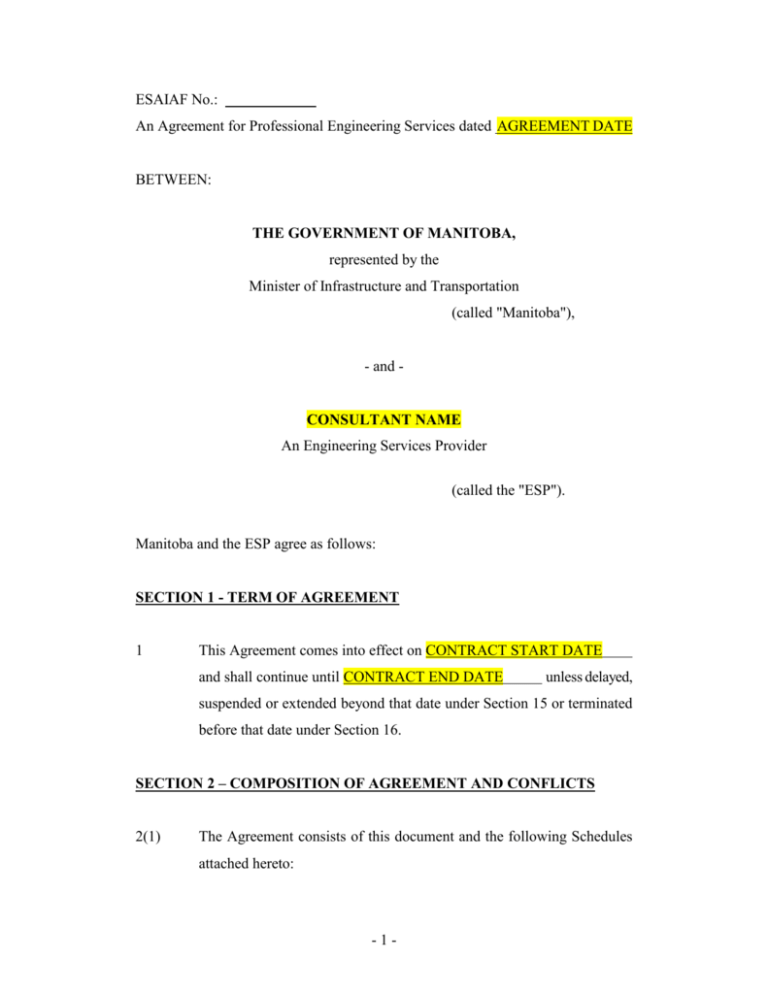 Engineering Service Provider Agreement for Lump Sum Based