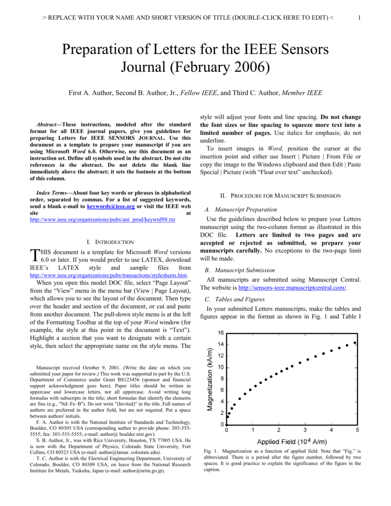IEEE Sensors Letters two page Template