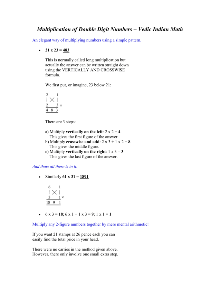 Multiplication With Double Digit Numbers