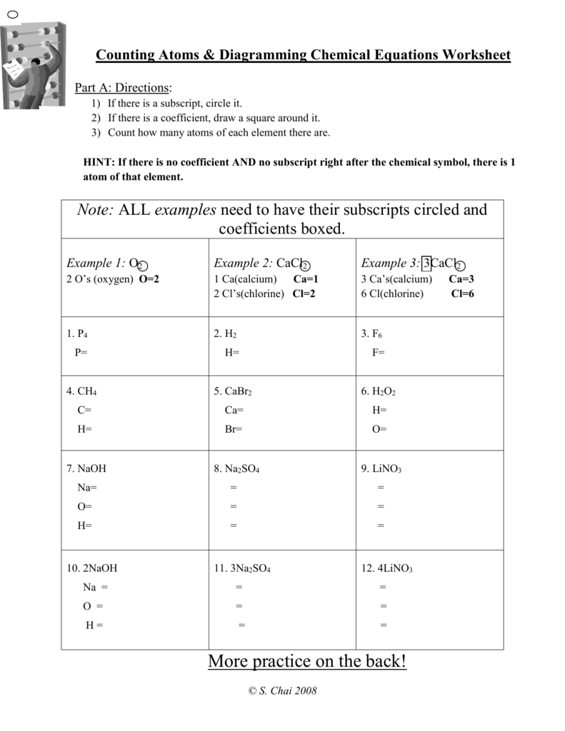 Counting Atoms Balancing Equations Worksheet