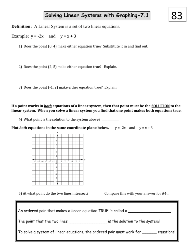 Solving Linear Systems With Graphing 7