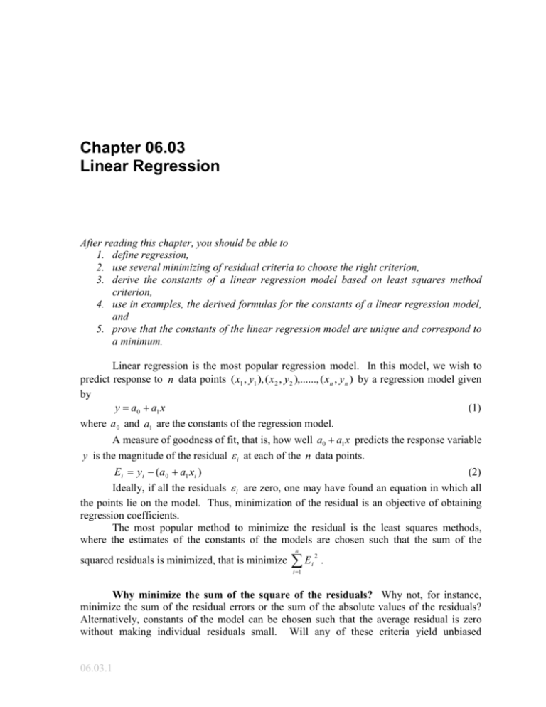 Linear Regression Math For College