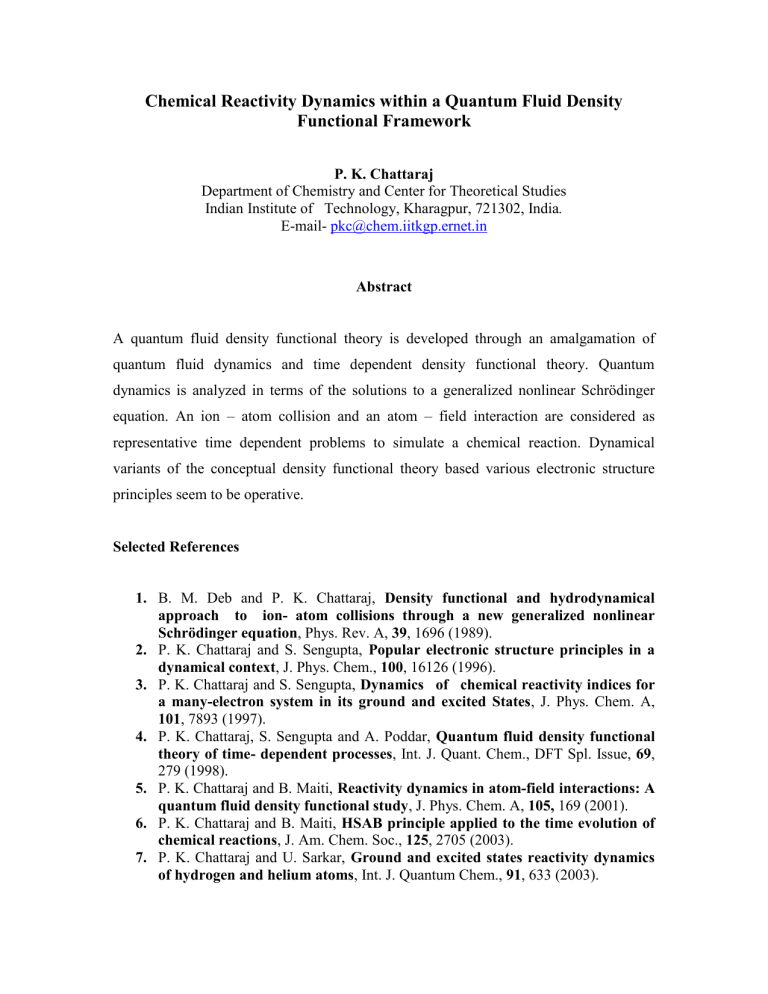 Chemical Reactivity Dynamics within a Quantum Fluid Density