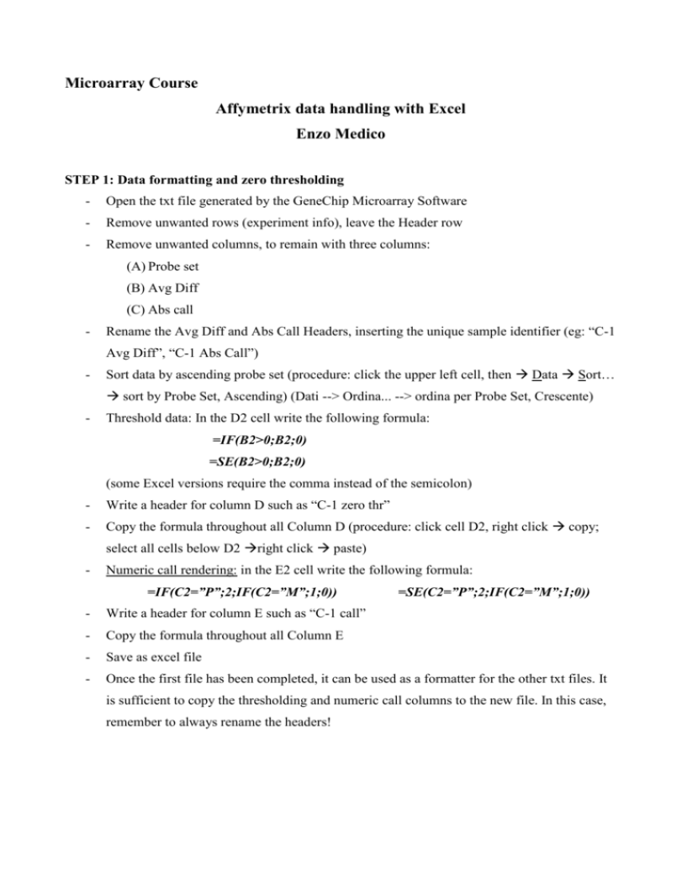 STEP 1 Data Formatting And Zero Thresholding