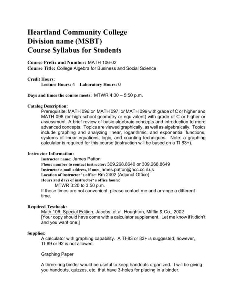 math 106 patton - Heartland Community College