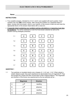 Coulomb's Law Worksheet Solutions