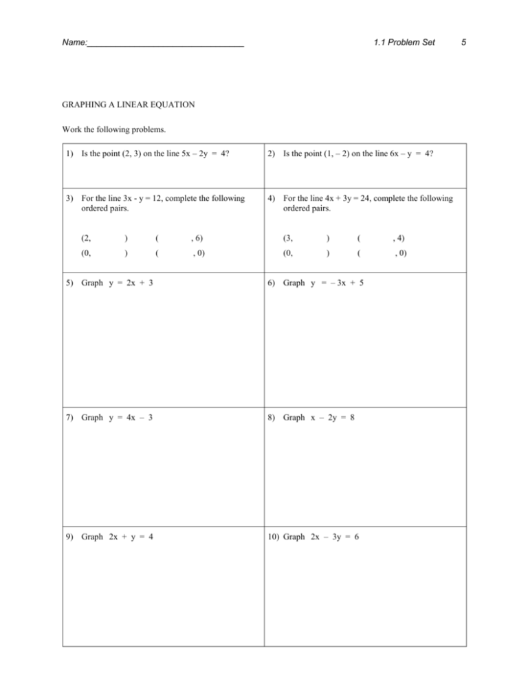 GRAPHING A LINEAR EQUATION