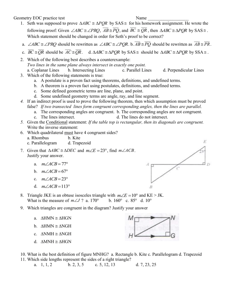 Geometry EOC Practice Test Geometry EOC Practice Test