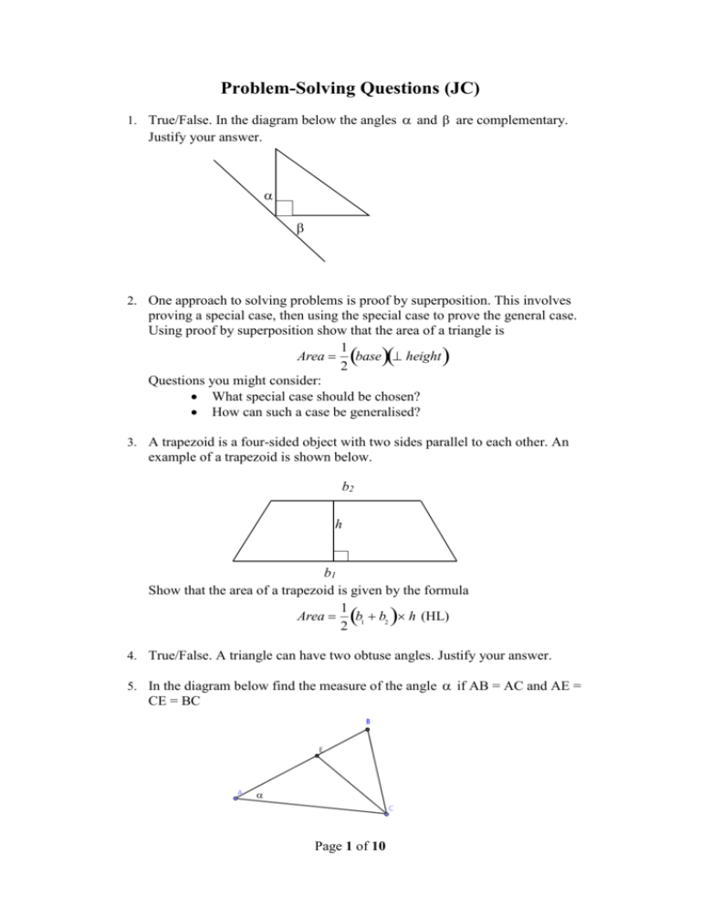 Simple Problem Solving Questions JC 
