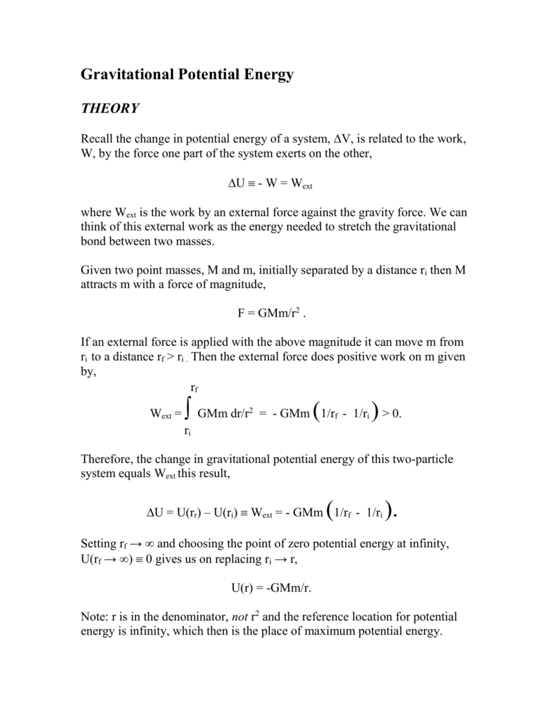 Gravitational Potential Energy