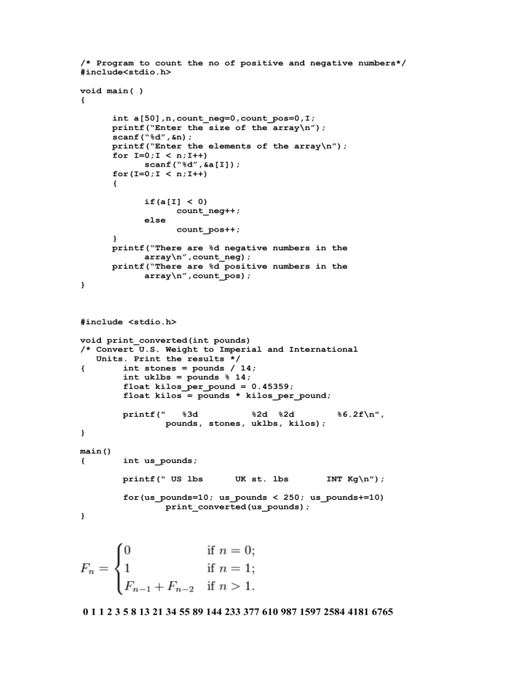  Program To Count The No Of Positive And Negative Numbers 