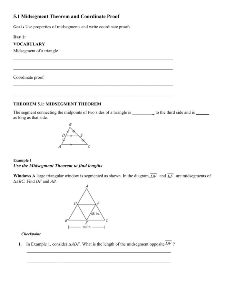 Midsegment Theorem & Coordinate Proof Worksheet