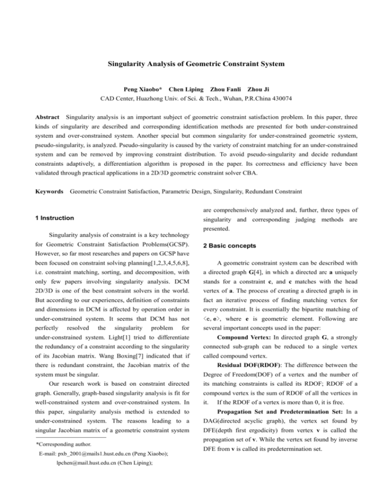 Singularity Analysis of Geometric Constraint System