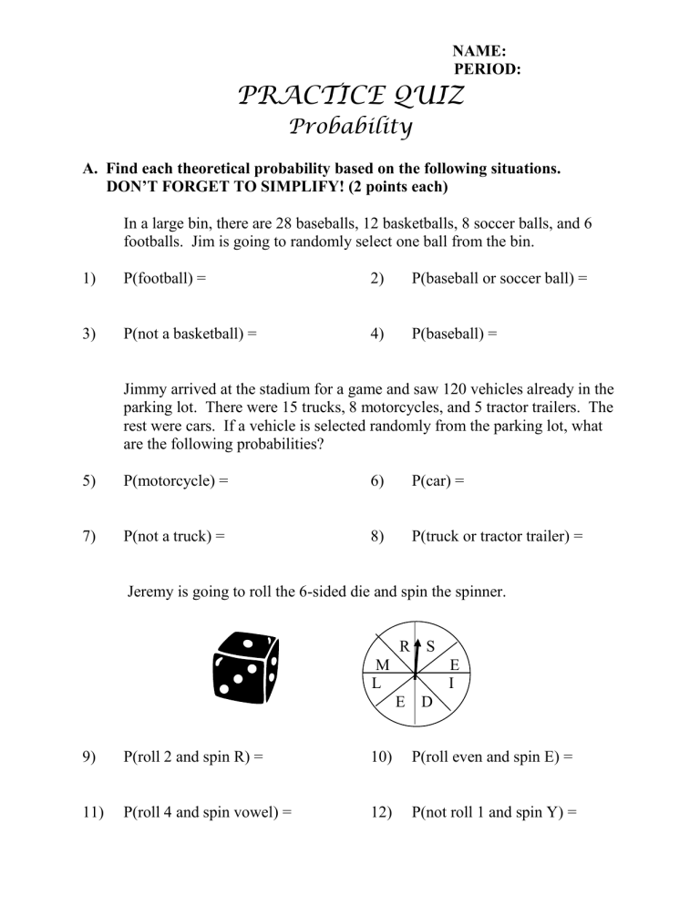 Probability Practice Quiz