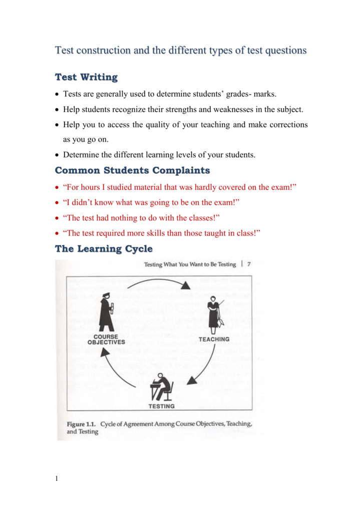 Test Construction And The Different Types Of Test ions