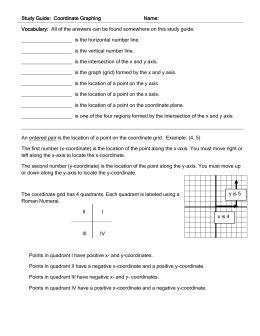 COORDINATE PLANE REVIEW QUIZ answer key