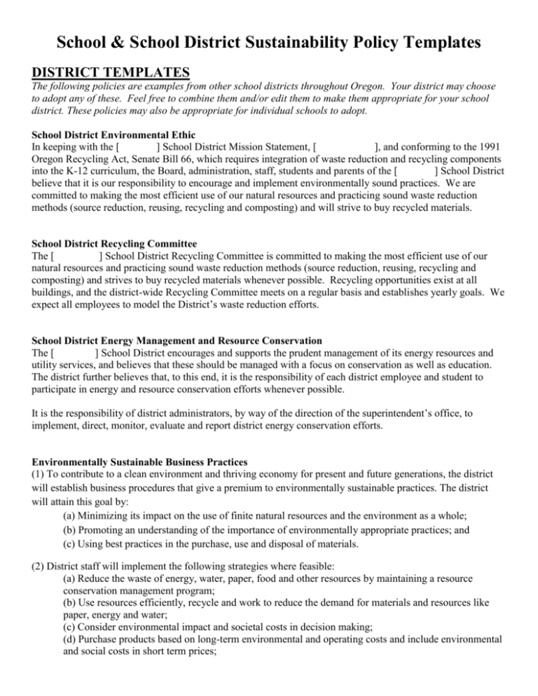 School Resource Conservation Policies