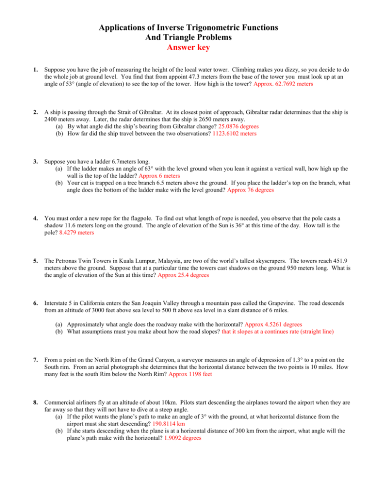  Applications Of Inverse Trigonometric Functions 