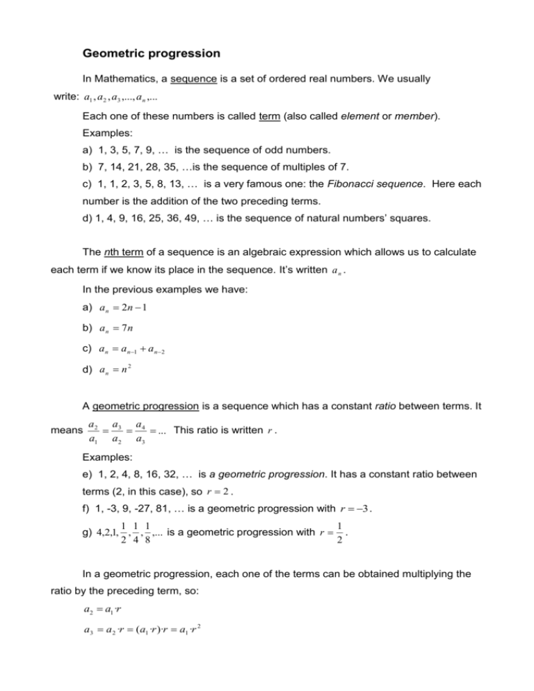Geometric Progression Geometric Progression