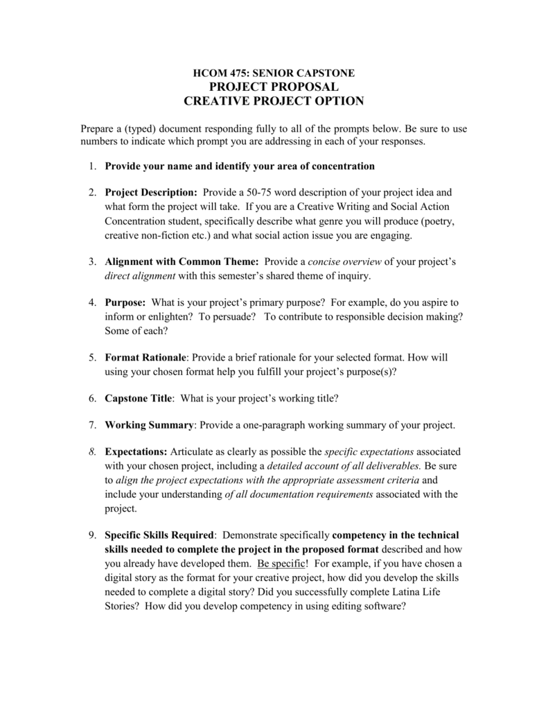  Capstone Project Proposal Capstone Project Proposal What It Is And 