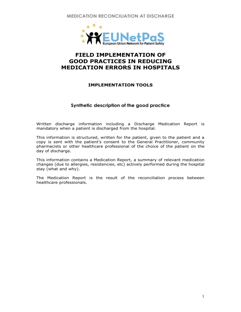Medication Reconciliation At Discharge Sweden Medication Reconciliation At Discharge Sweden