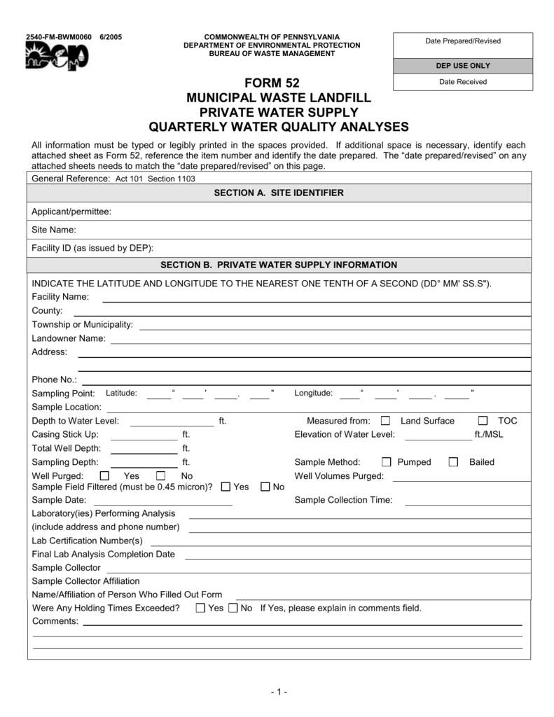 Form 52 DEP s Online Library Form 52 DEP s Online Library