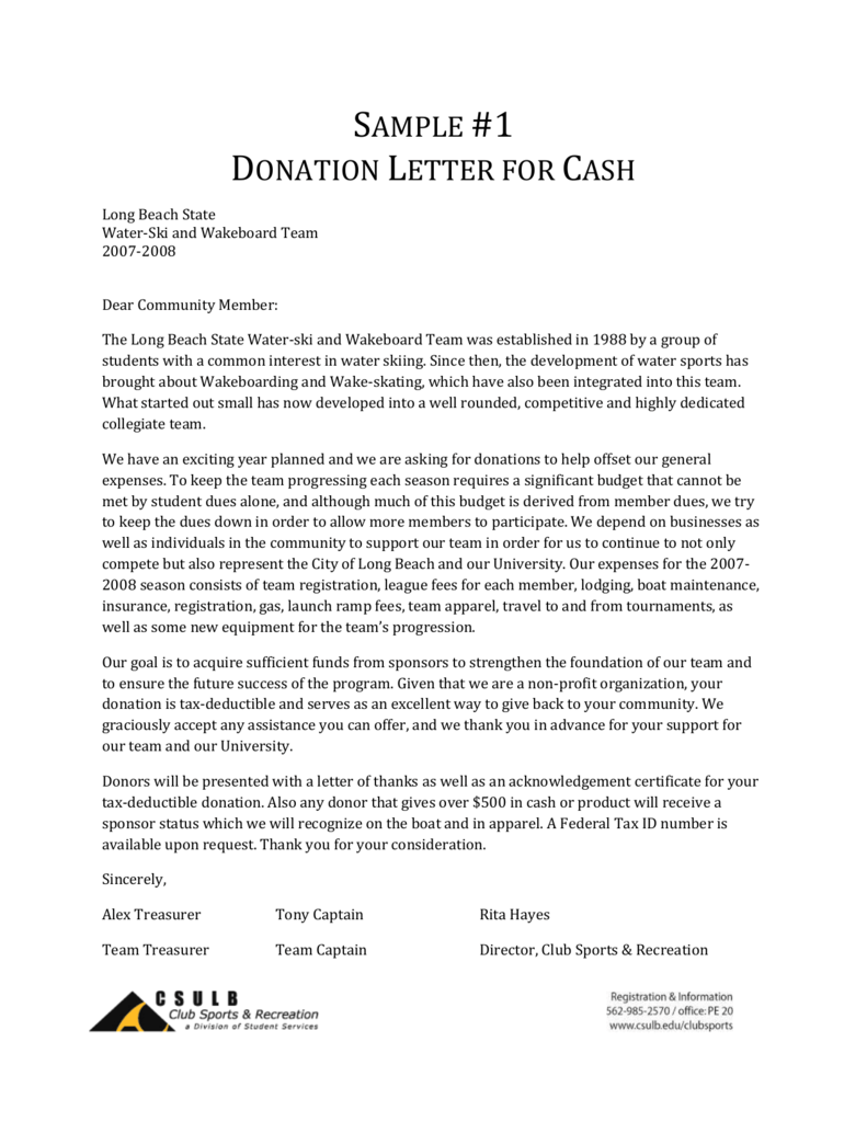 Giving Donation Letter Sample Master Template