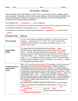 The Meaning of the Preamble of the United States