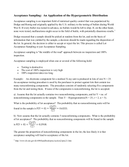 Zero Acceptance Sampling Plan Procedure