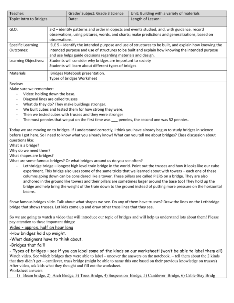 Lesson Plan Building Structures