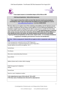 Child Sexual Exploitation Screening Tool