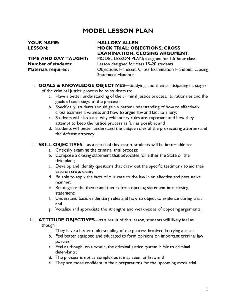 Model Lesson Plan