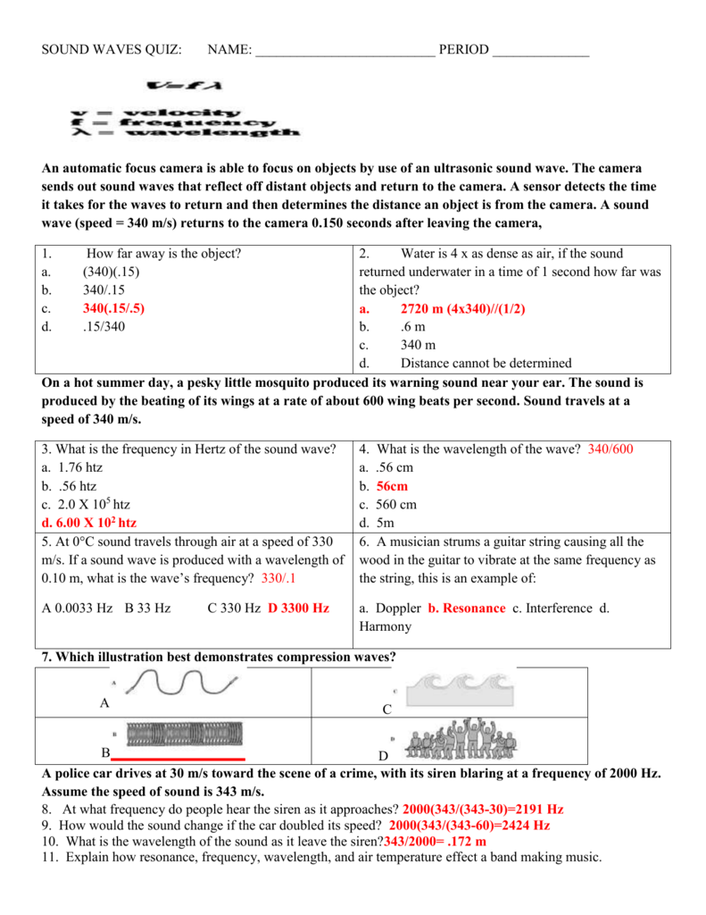 SOUND WAVES QUIZ CoachGravesAwesomeClass SOUND WAVES QUIZ CoachGravesAwesomeClass