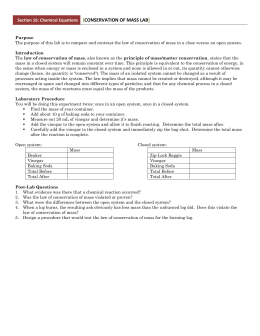 Law of Conservation of Mass Lab