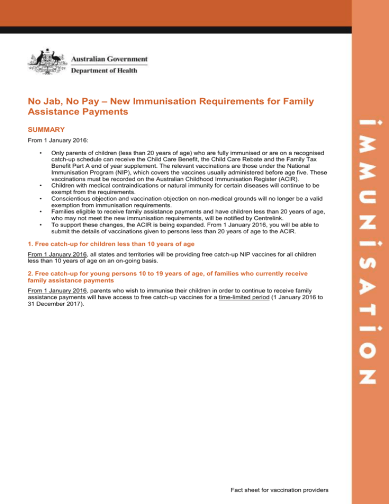 New Immunisation Requirements For Family New Immunisation Requirements For Family