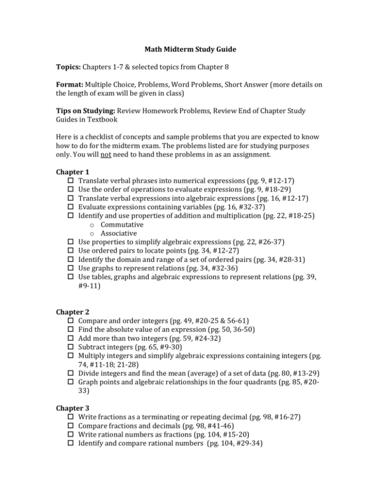 Midterm Study Guide Midterm Study Guide