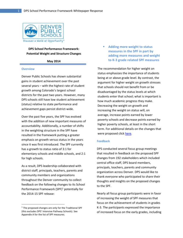 DPS School Performance Framework Whitepaper