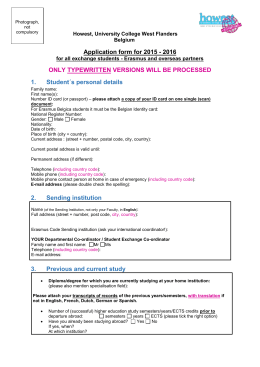 Acceptance letter for Erasmus Student Placements