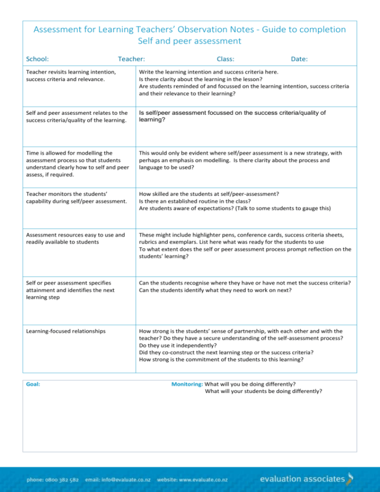 Self And Peer Assessment