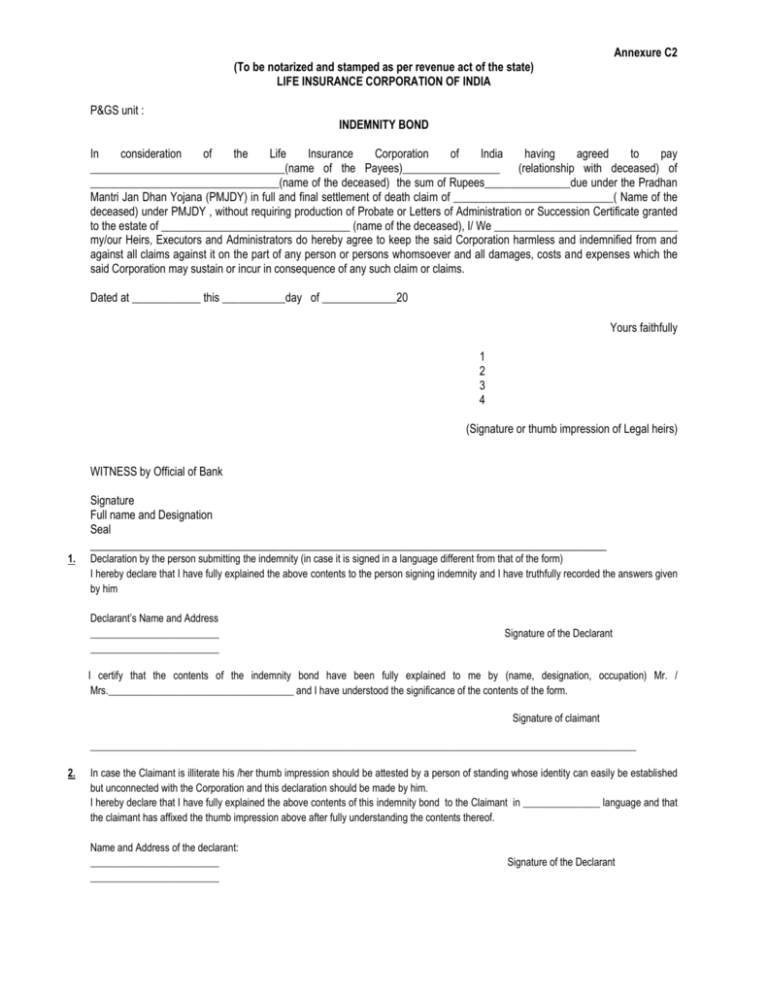 Indemnity Bond