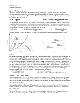 Unit 2 Motion and Forces Study Guide with Answers