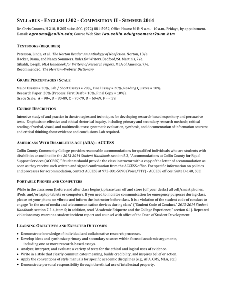 Syllabus English 2333 World Literature Ii